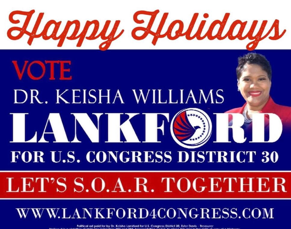 Vote - Dr. KEISHA WILLIAMS LANKFORD FOR U.S. CONGRESS DISTRICT 30