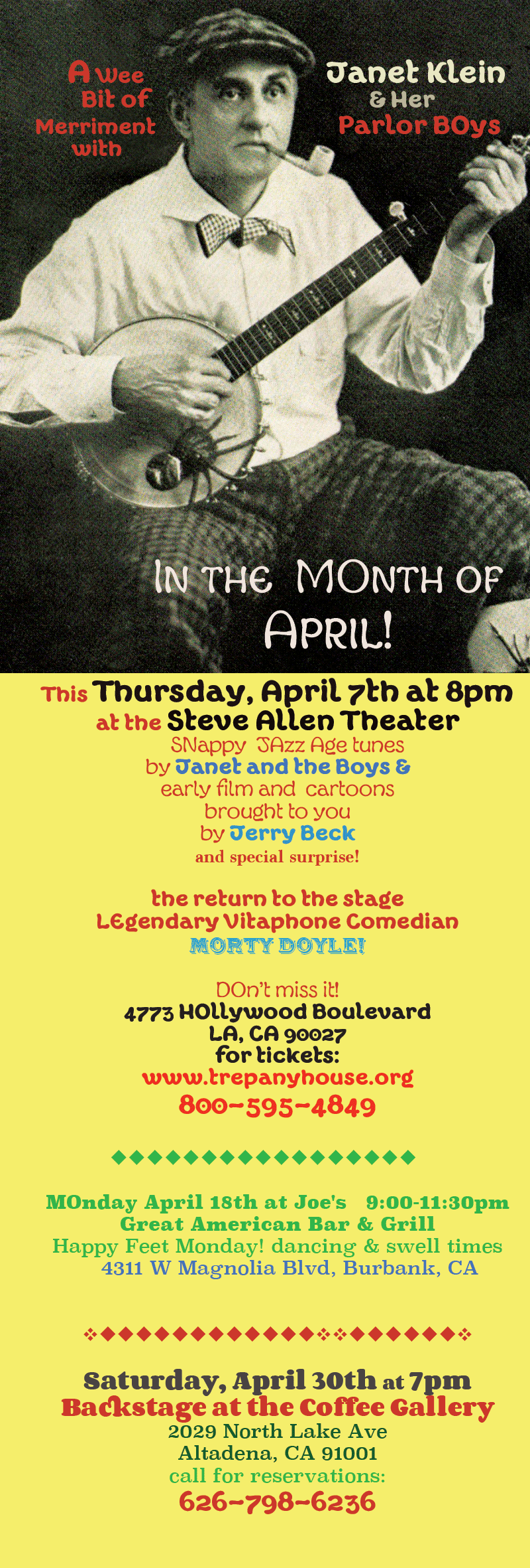 tonight!!!!!! 8pm Janet Klein & Her Parlor Boys Jazz Age Joy and re ...