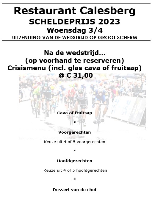 Nieuwsbrief Calesberg - JG15, N3 - Lente, Pasen, Scheldeprijs, Dinner ...