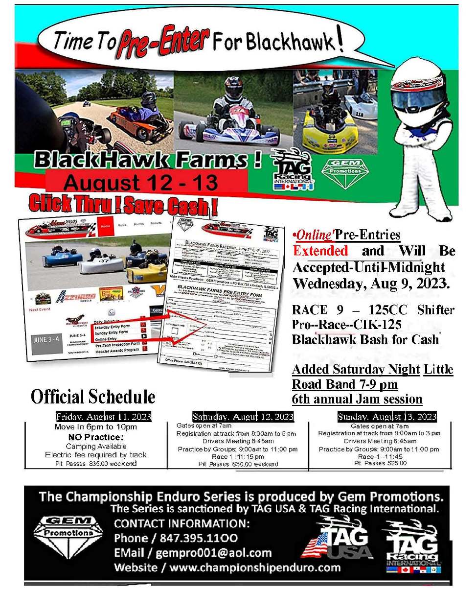 Blackhawk Event Info-- "CES Pre Entry extended till midnight Aug 9th